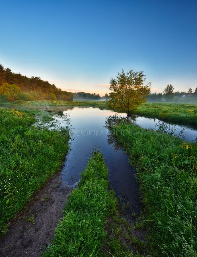 Beautiful Spring Sunrise Over River Banks Stock Image - Image of ...