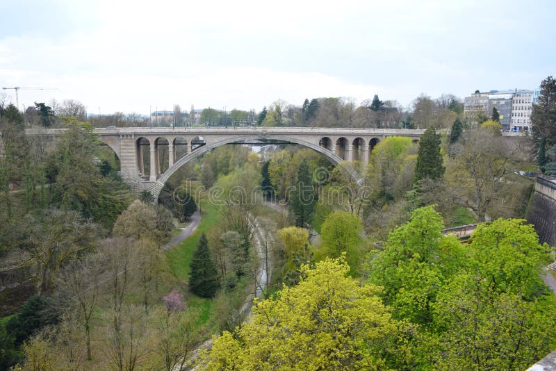 Beautiful Spring View of the Adolf Bridge and Nature in Luxembourg ...