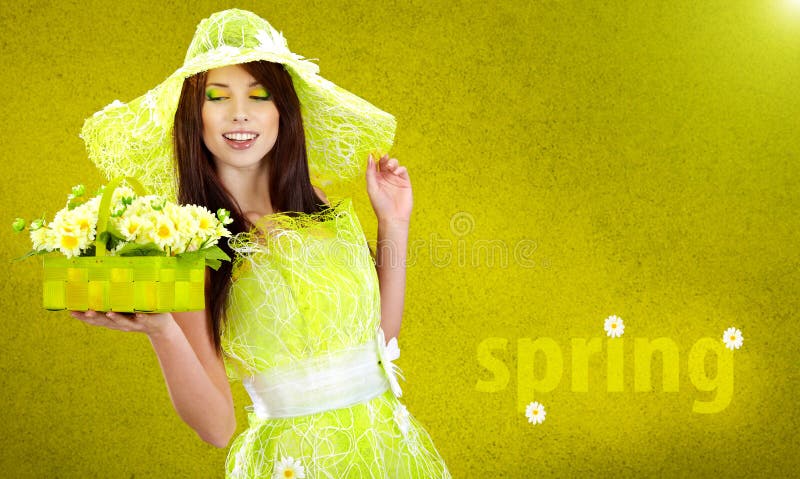 Attractive Model Posing As Spring Lady. Stock Image - Image of love ...