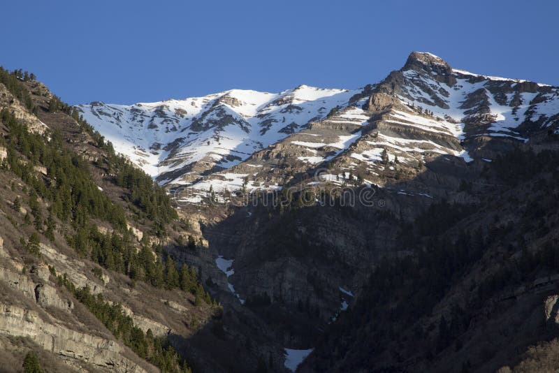 Beautiful Springtime Melting Snow Capped Rocky Mountain Scene Stock ...