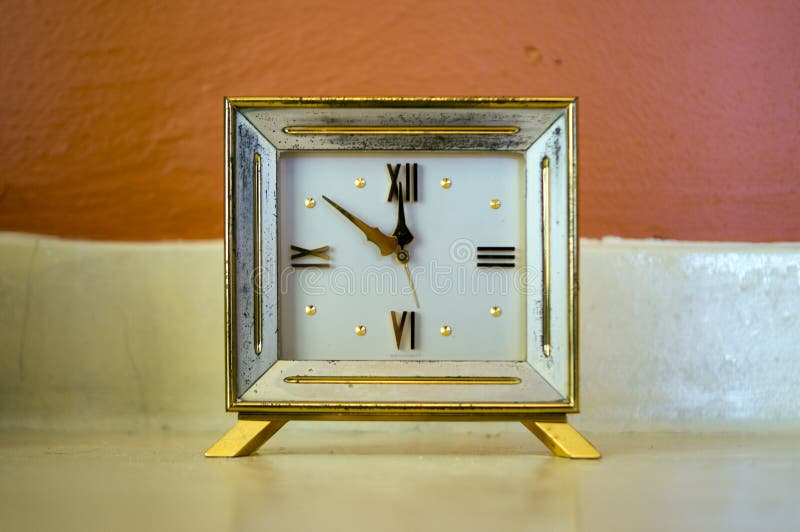 Beautiful Square Antique Table Clock Stock Image - Image of timepiece ...