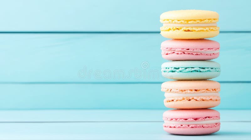 A Beautiful Stack of Colorful Macarons Piled Artfully in Soft Pastel ...
