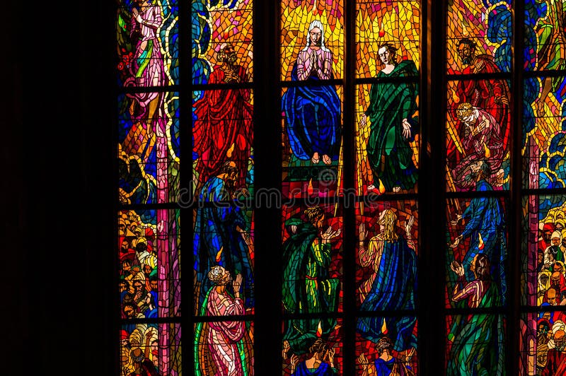 Beautiful Stained Glass Window of Cathedral Stock Photo - Image of ...