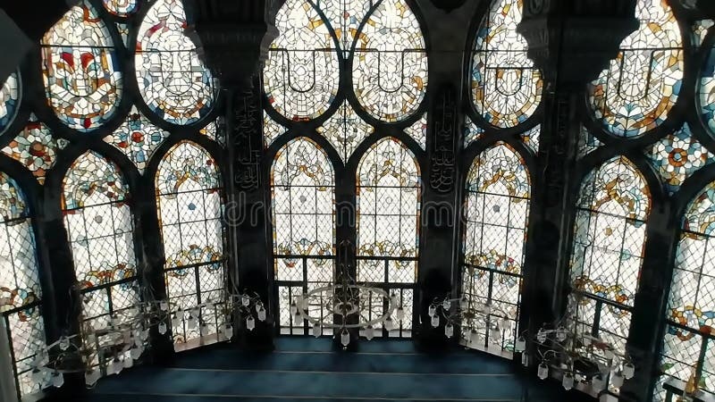 Beautiful Stained Glass Windows Inside a Mosque Stock Footage - Video ...