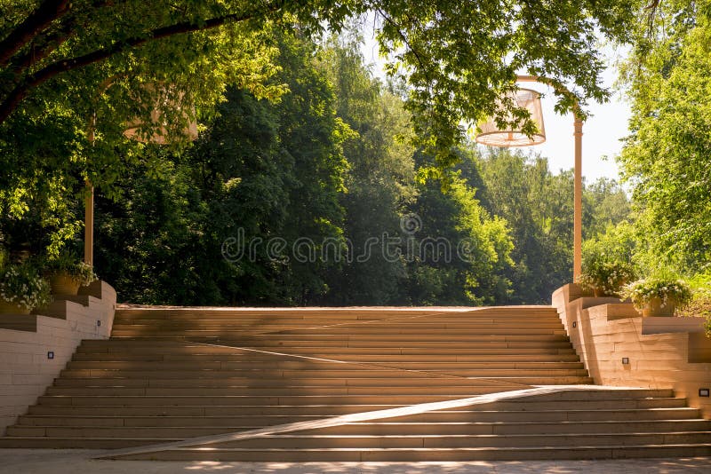 Beautiful Staircase in the Park Stock Photo - Image of landscape, road ...