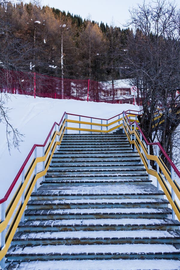 Beautiful staircase winter stock image. Image of white - 84240259