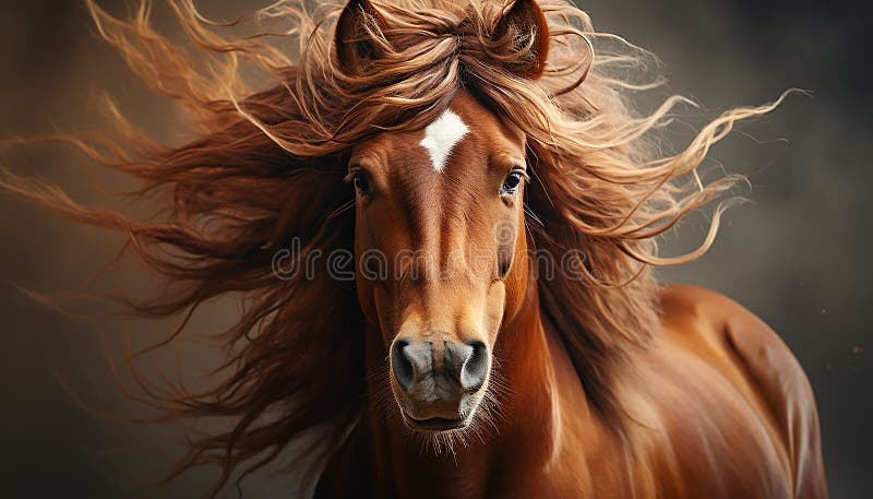 Beautiful Stallion Galloping Freely in the Summer Meadow Generated by ...