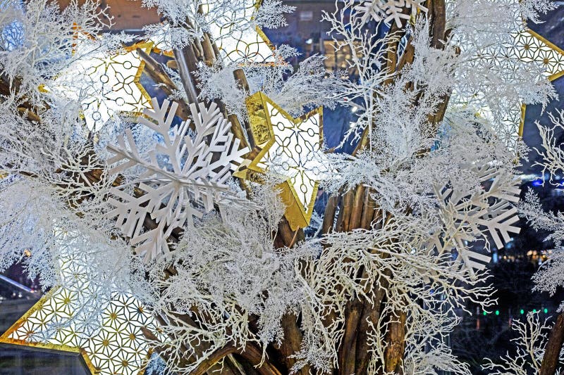 Beautiful Star-shaped Lantern with Festive Decorations Stock Image ...