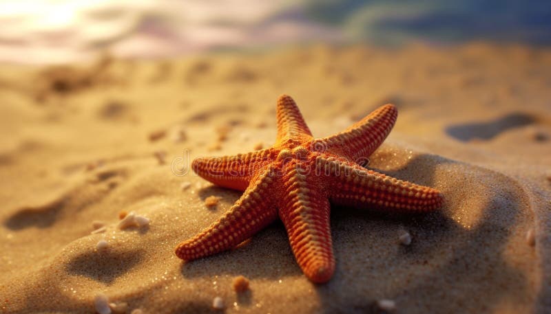 Beautiful Starfish on Sandy Beach, Surrounded by Water Generated by AI ...