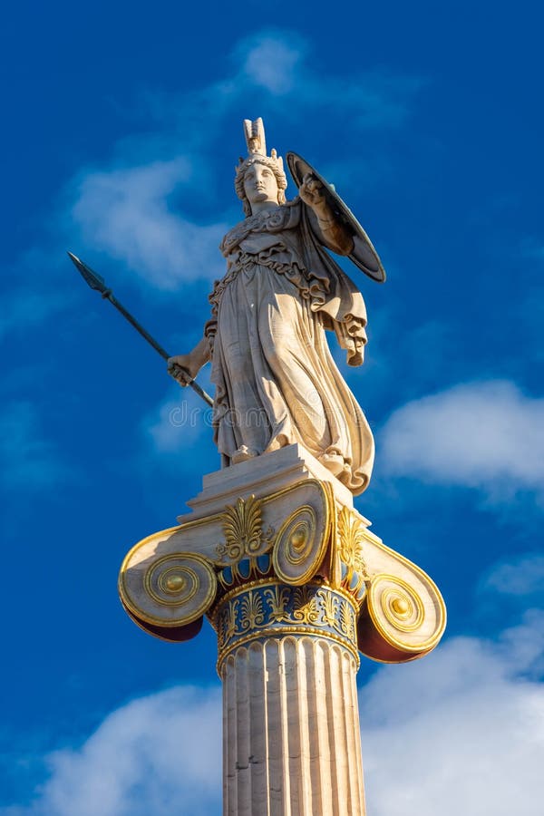 Beautiful Statue of Athena in Front of Athens University Greece Stock ...