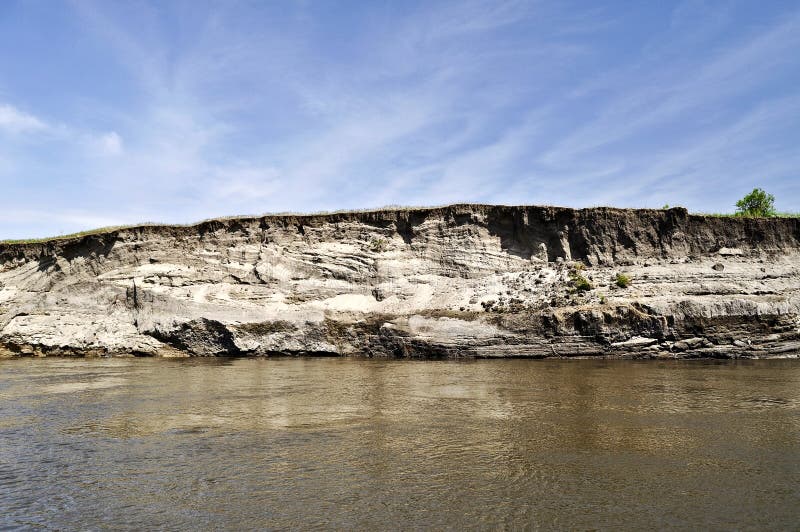 A View Of The River With Dark Blue Water From A Steep Bank Stock Image ...