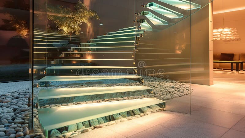 Beautiful Stellar Glass Bloom Stairs. Generative AI Stock Illustration ...