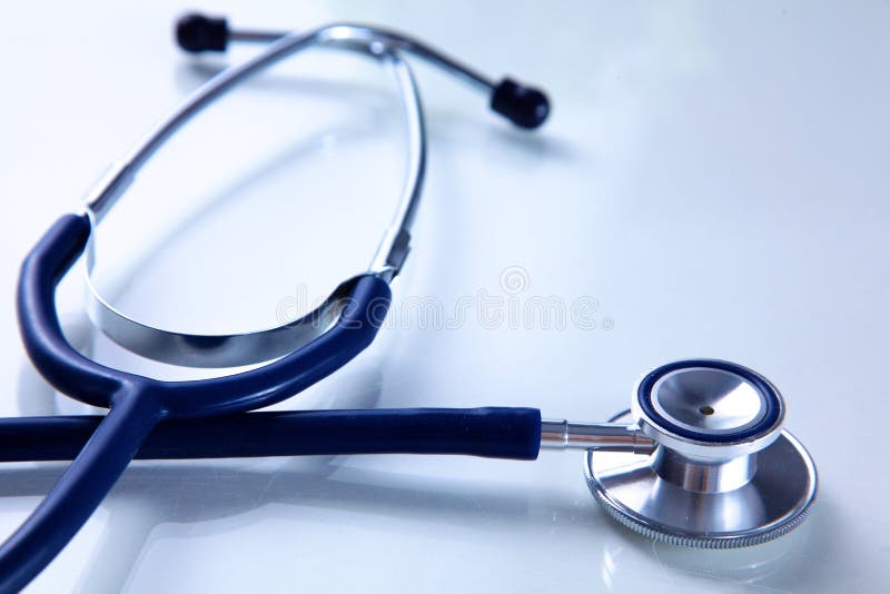 Beautiful Stethoscope with Reflection and Blue Stock Image - Image of ...