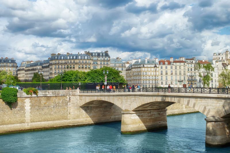 Beautiful Stone Bridge Over River in City Stock Image - Image of tour ...