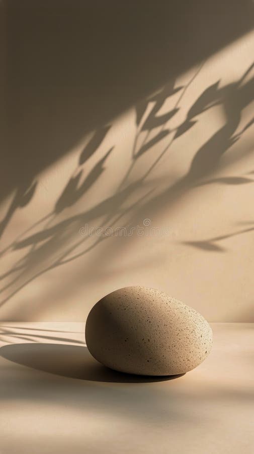 Beautiful Stone Casting Soft Shadows on a Calm Pastel Background during ...