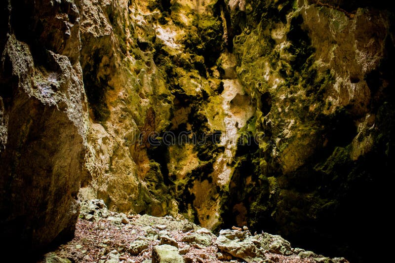 Beautiful Stone Cave with Above Light. Stock Photo - Image of darkness ...