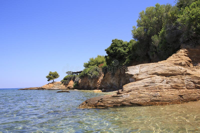 Beautiful stone coast. stock image. Image of europe, sithonia - 45582925