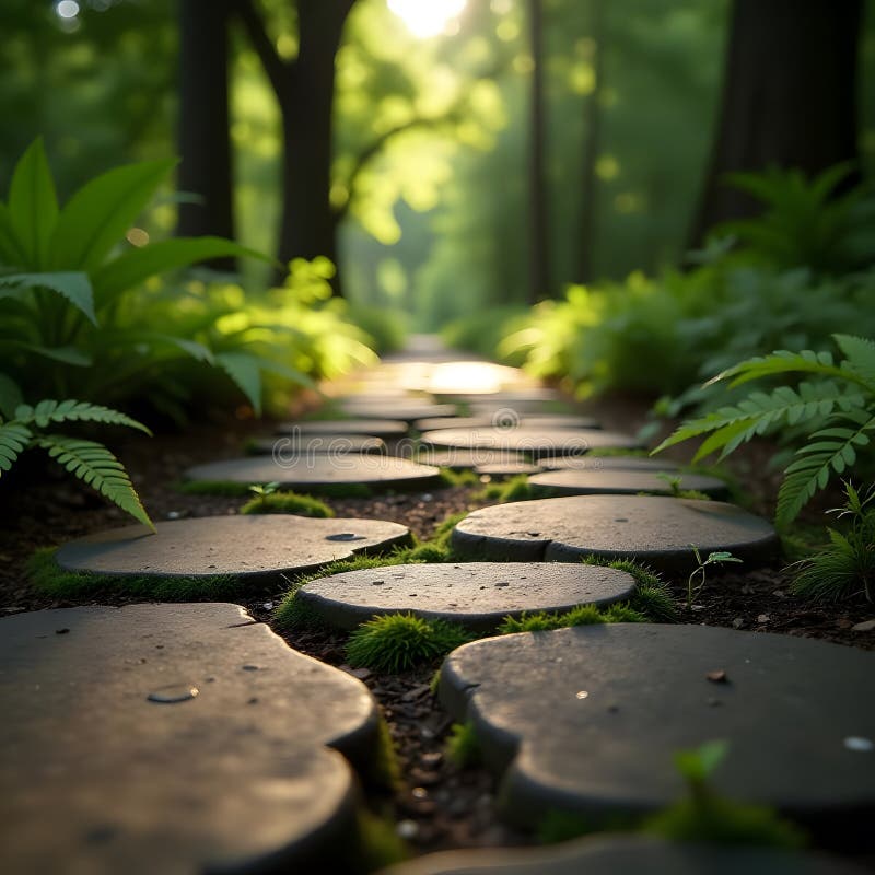 Beautiful Stone Path in a Forest, Stepping Stone, a Tranquil Garden ...