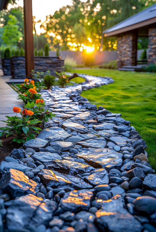 Beautiful Stonework in the Garden. Backyard Garden Modern Design ...