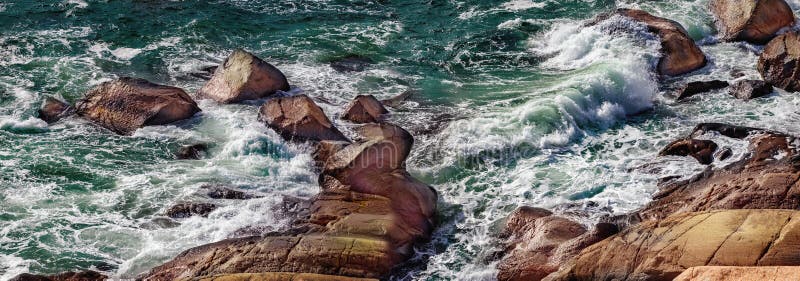 Beautiful Stormy Seashore with Wet Rocks Stock Image - Image of rock ...