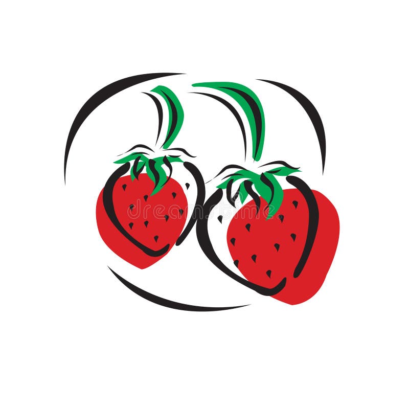 Beautiful Strawberries Vector Illustration Isolated on a White Stock ...
