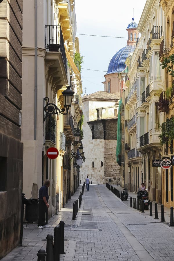 Beautiful Street in the Center of Valencia Editorial Stock Photo ...