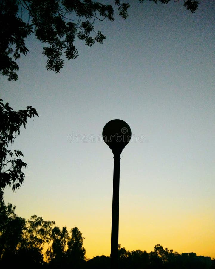 Beautiful Street Lamp Post with Evening Sunset Stock Photo - Image of ...