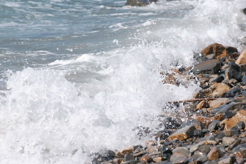 Beautiful Strong Waves on the Stone Beach. Stock Photo - Image of coast ...