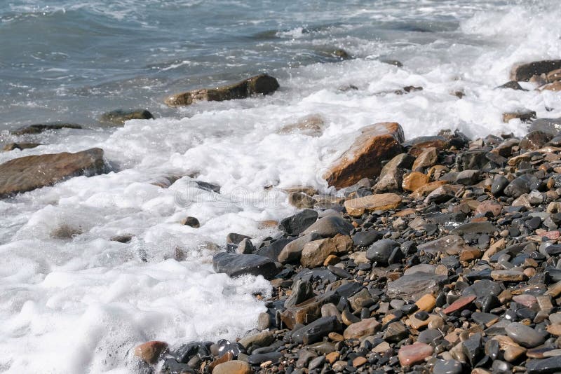 Beautiful Strong Waves on the Stone Beach. Stock Image - Image of storm ...