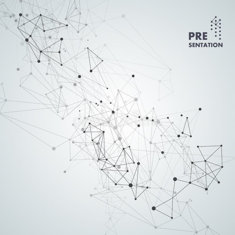 Beautiful Structure Molecules. Line Art Pattern with Connect Dots and ...