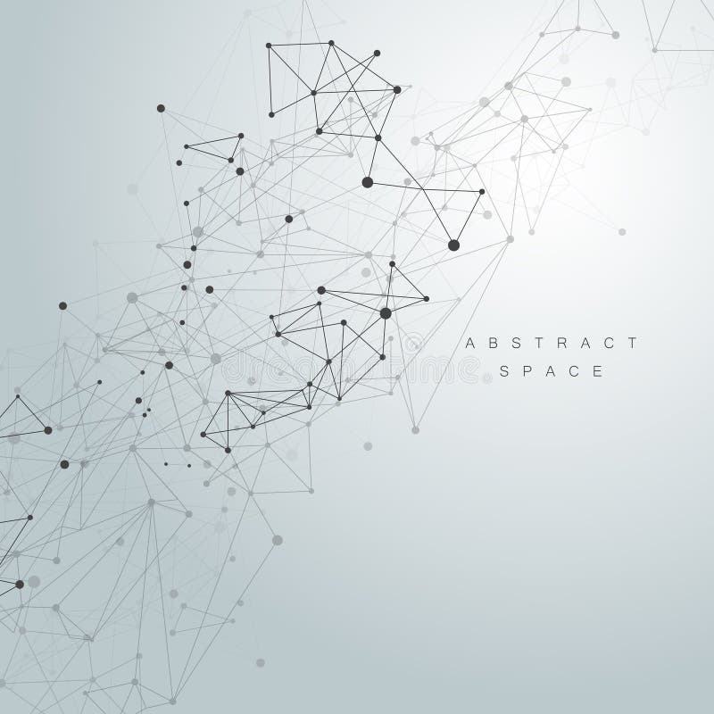 Beautiful Structure Molecules. Line Art Pattern with Connect Dots and ...