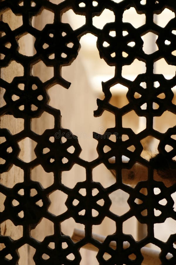 Beautiful Structured Window in Amber Fort, India Stock Photo - Image of ...