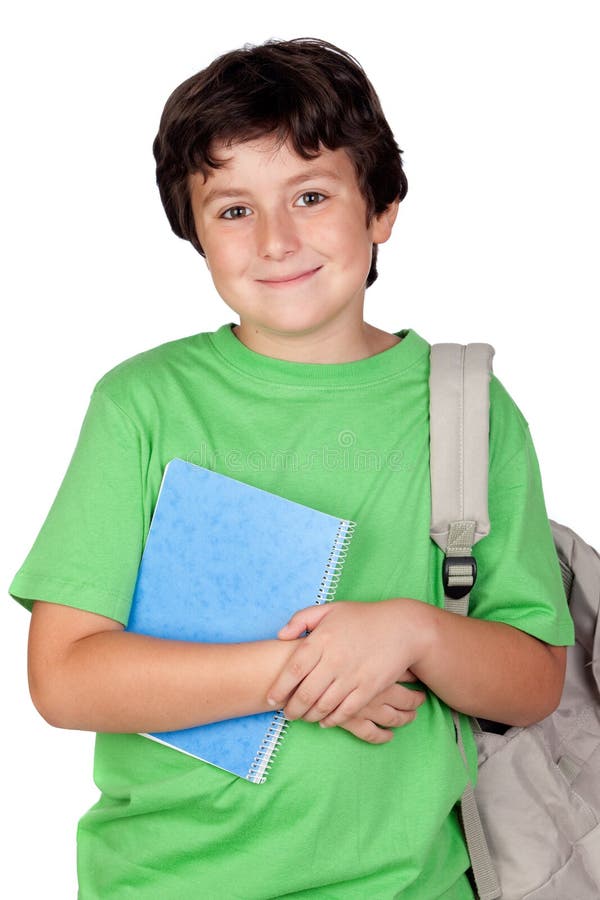 Beautiful Student Child with Heavy Backpack Stock Photo - Image of ...