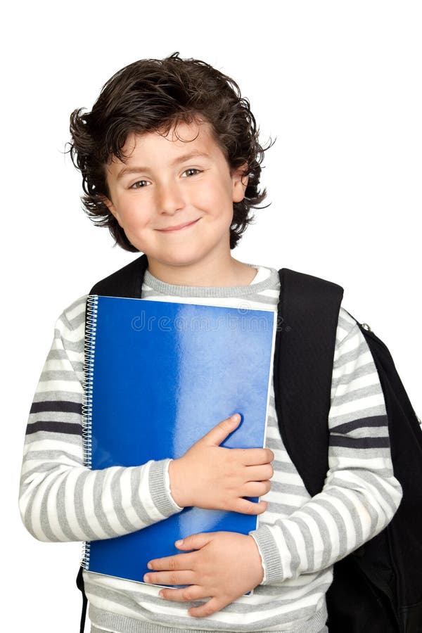 Beautiful Student Child with Heavy Backpack Stock Photo - Image of ...