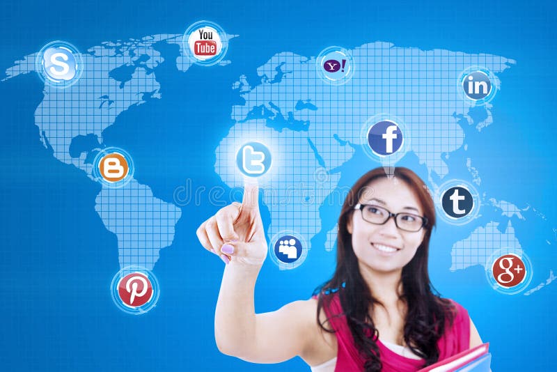 Beautiful Student Connects To Social Network Editorial Photography ...