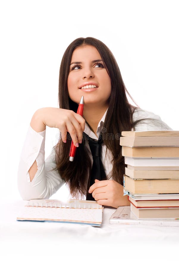 Beautiful Student Doing Homework Stock Image - Image of exam, joyful ...