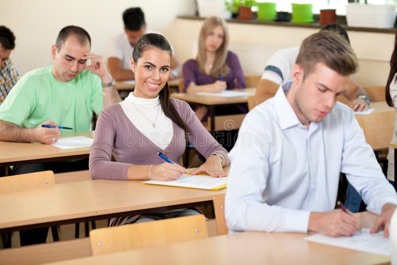 Beautiful Student Girl in Classroom Stock Image - Image of lecture ...