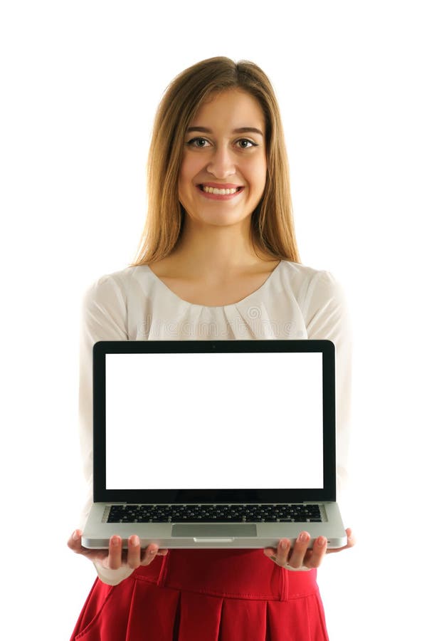 Beautiful Student Girl with Laptop Stock Photo - Image of happy ...