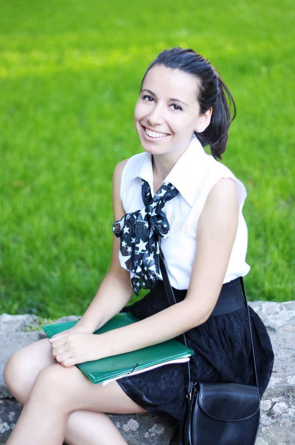 Cute Highschool Student Smiling Stock Image - Image of woman, college ...