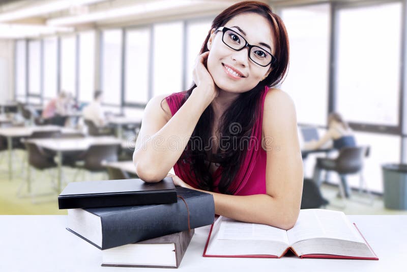 Beautiful Student Study at Library Stock Photo - Image of apprentice ...
