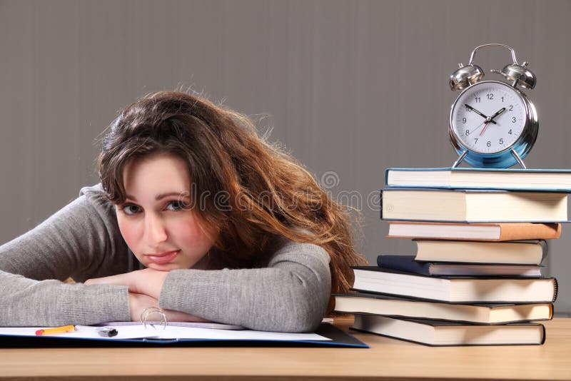 Student Falls Asleep Doing Homework Late at Night Stock Image - Image ...