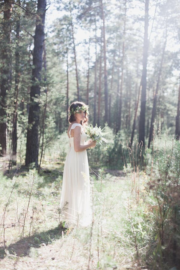 Beautiful Stylish Bride in the Forest Stock Image - Image of lifestyle ...