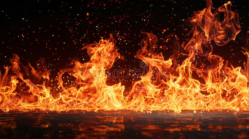 Beautiful Stylish Fire Flames Reflected in Water Stock Image - Image of ...