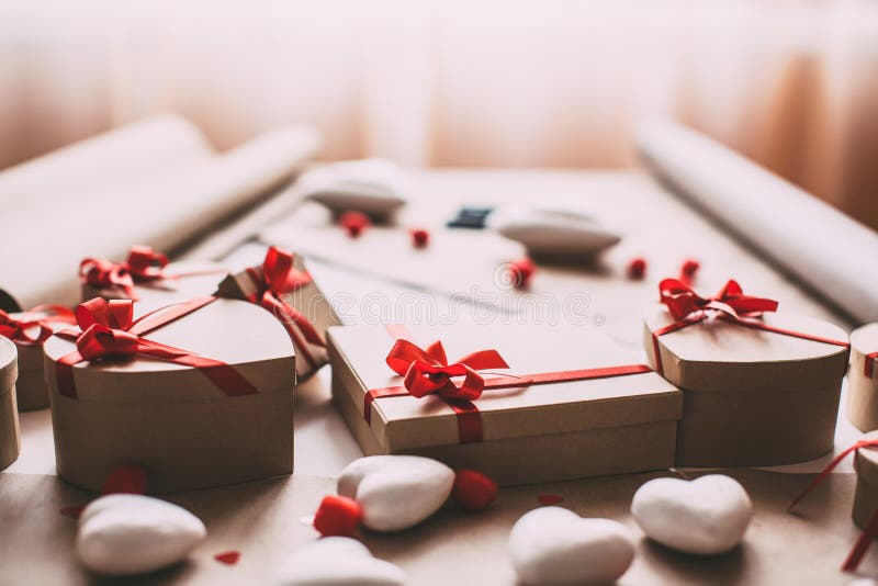 Beautiful Stylish Gift Boxes. Stock Image - Image of celebration, table ...