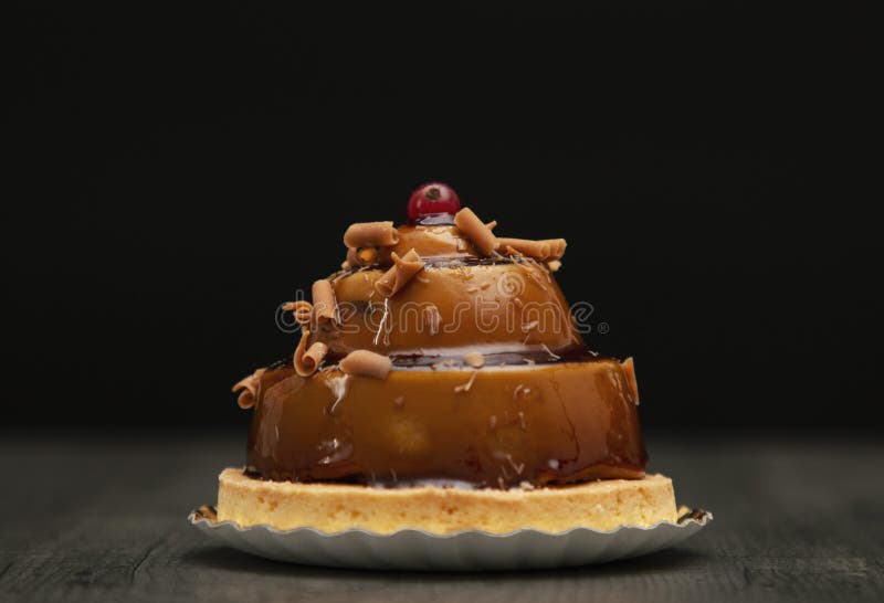 Stylish Beautiful Caramel Cake with Berry on Top Stock Image - Image of ...