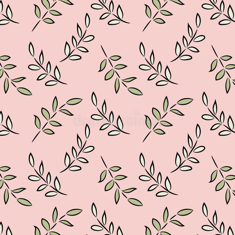 Stylized Leaf - Vector Illustration by Thin Lines. Leaf Twig Tree, Bush ...