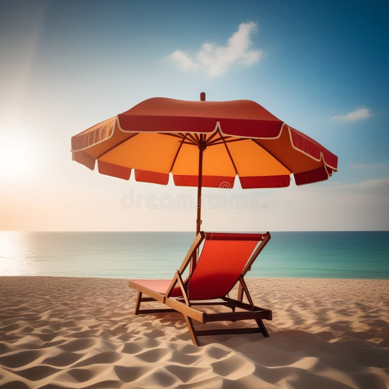 Beautiful Summer Beach with Beach Chairs and Umbrella Stock Image ...