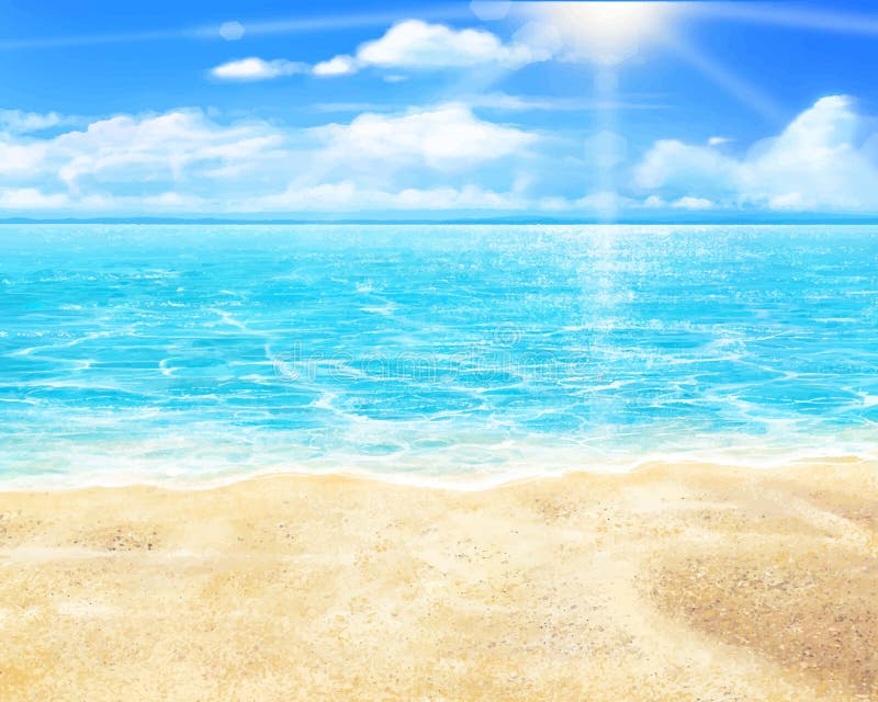 Beautiful Summer Beach Frame Illustration of Palm Trees, Summer Beach ...