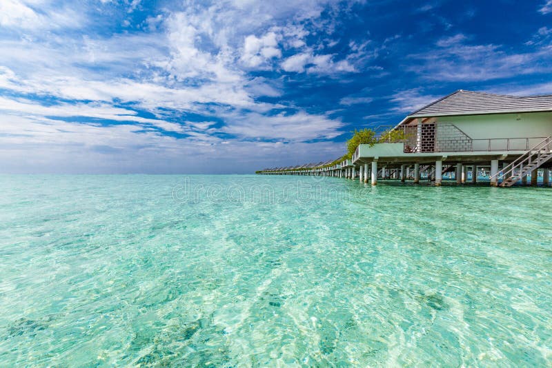 Beautiful Summer Beach Paradise with Sandy Beach and Villas Stock Photo ...