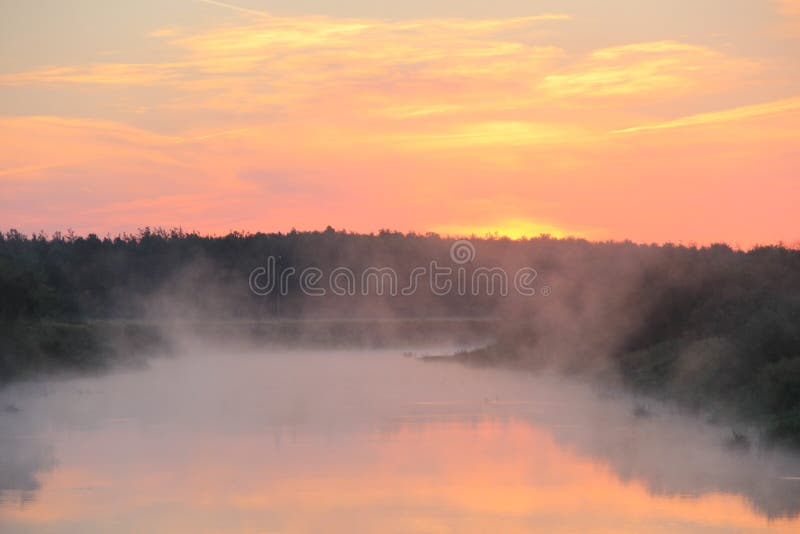 Beautiful Summer Dawn Over the River Stock Image - Image of landscape ...